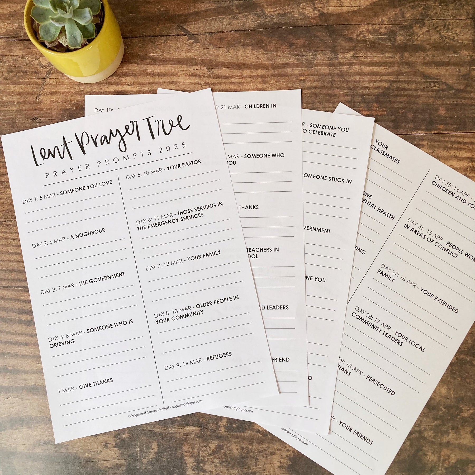 Printable Lent Prayer Tree 2025 – Hope and Ginger